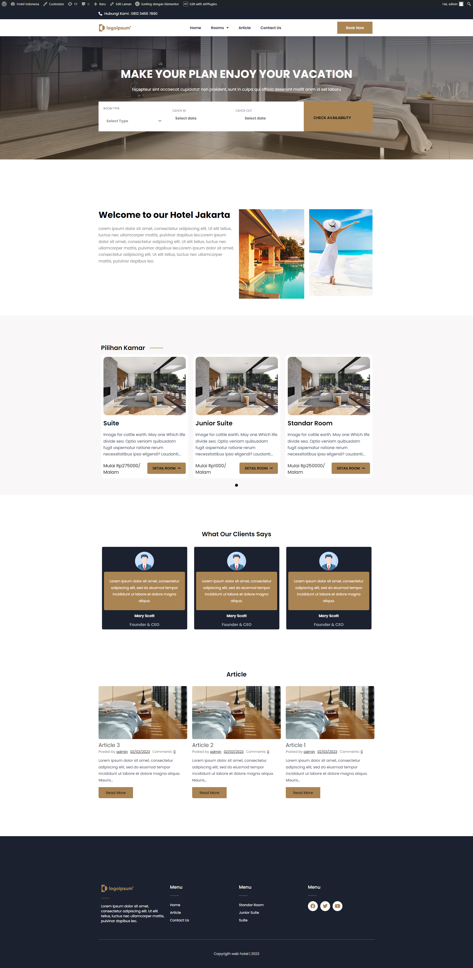 Kursus Wordpress Membuat Website Booking Hotel Kursus Wordpress